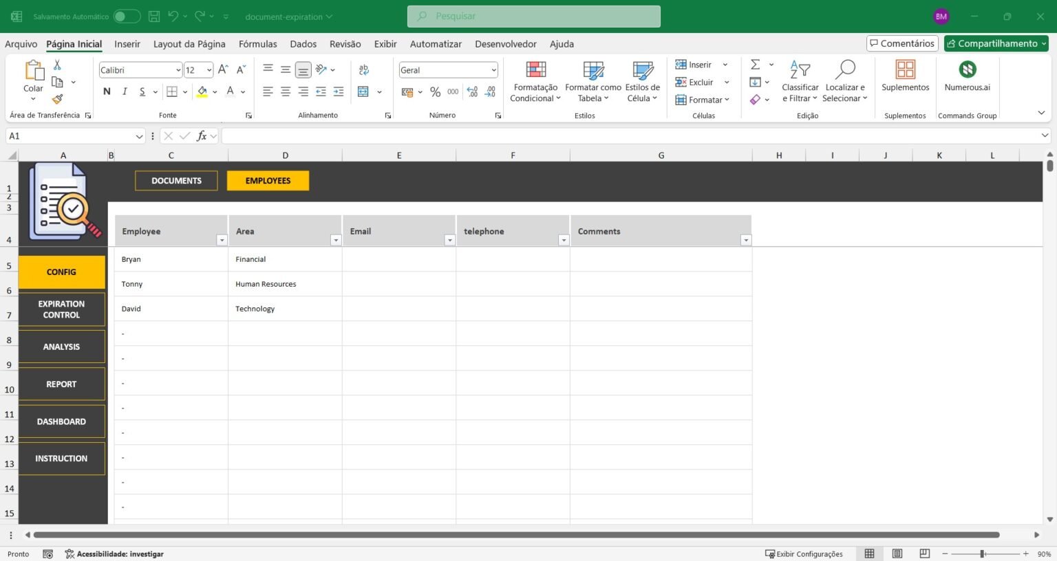Document Expiration Control Excel Spreadsheet Template - Sheets Tech